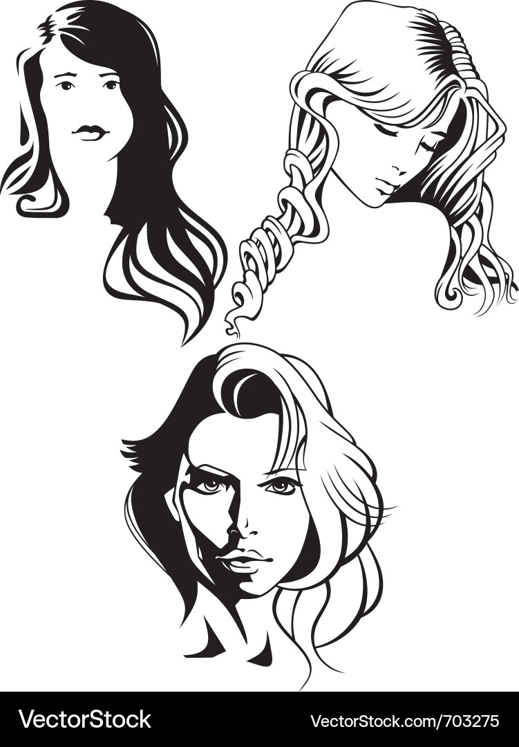 Portraits beautiful women Royalty Free Vector Image