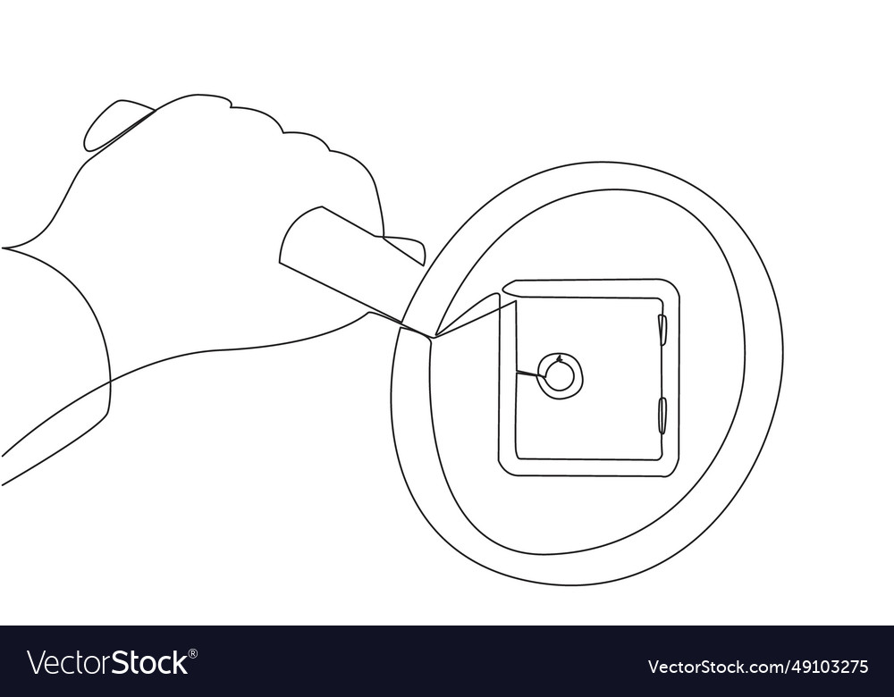 Single one line drawing big hand holding Vector Image