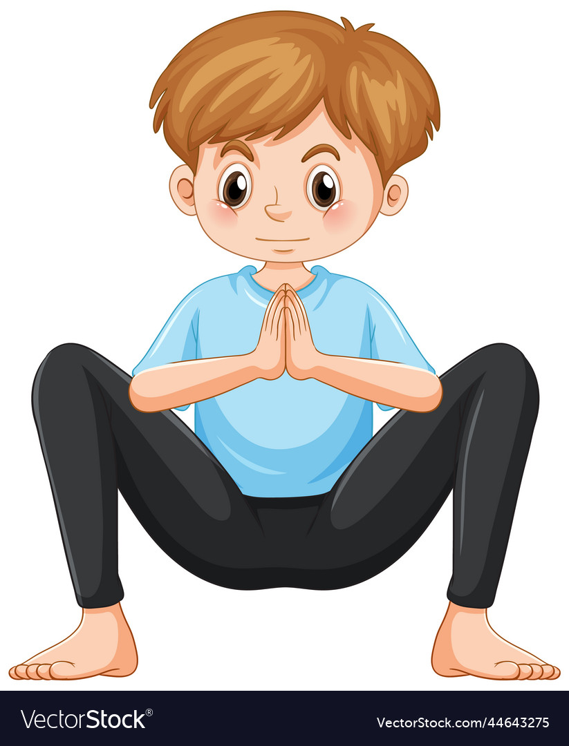 Yoga squat pose cartoon character Royalty Free Vector Image Yoga squat pose cartoon character Royalty Free Vector Image