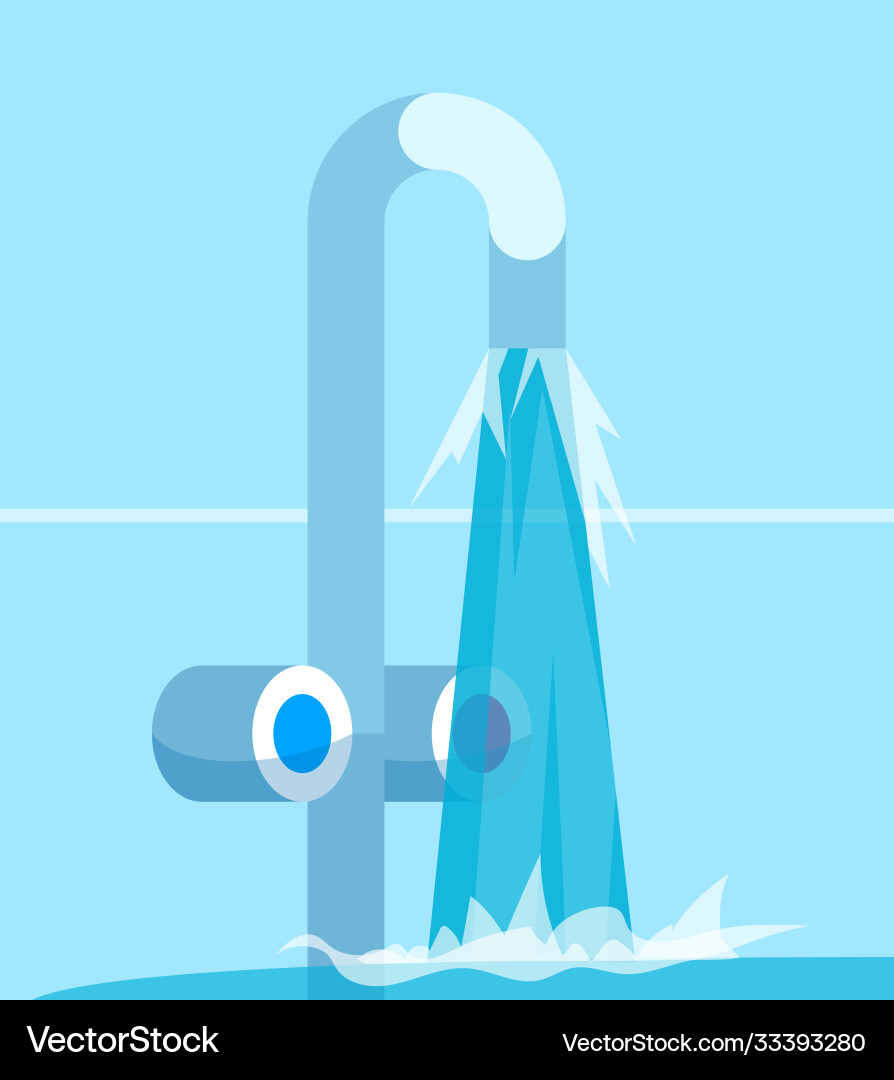 Broken tap water semi flat rgb color Royalty Free Vector