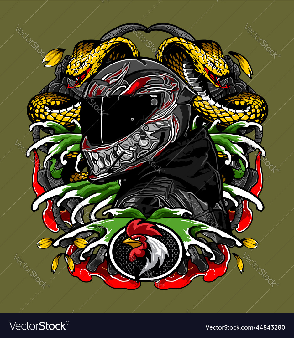 Devil pattern helmet with water background Vector Image