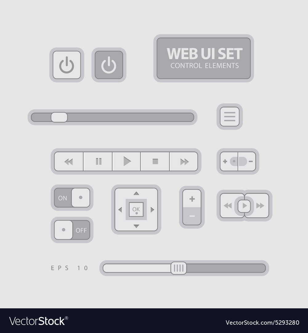 Flat web ui elements design gray Royalty Free Vector Image
