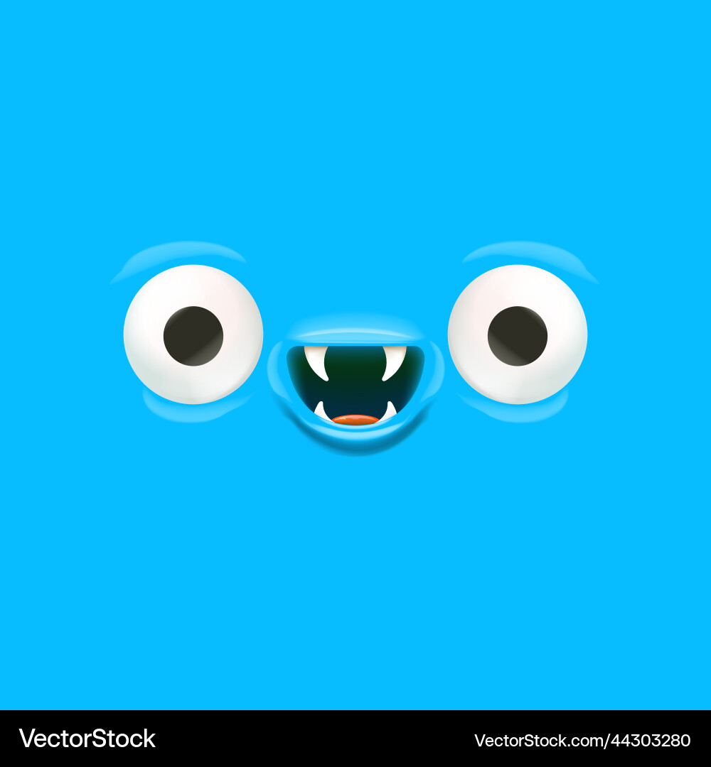 Funny blue monster face with open mouth Royalty Free Vector