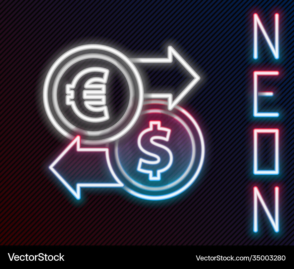 Glowing neon line money exchange icon isolated Vector Image