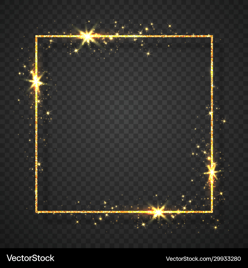 Gold shiny glitter glowing vintage frame Vector Image