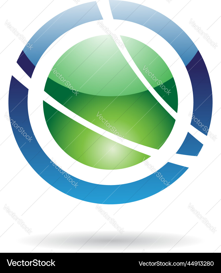 Green and blue glossy abstract orbit like logo Vector Image