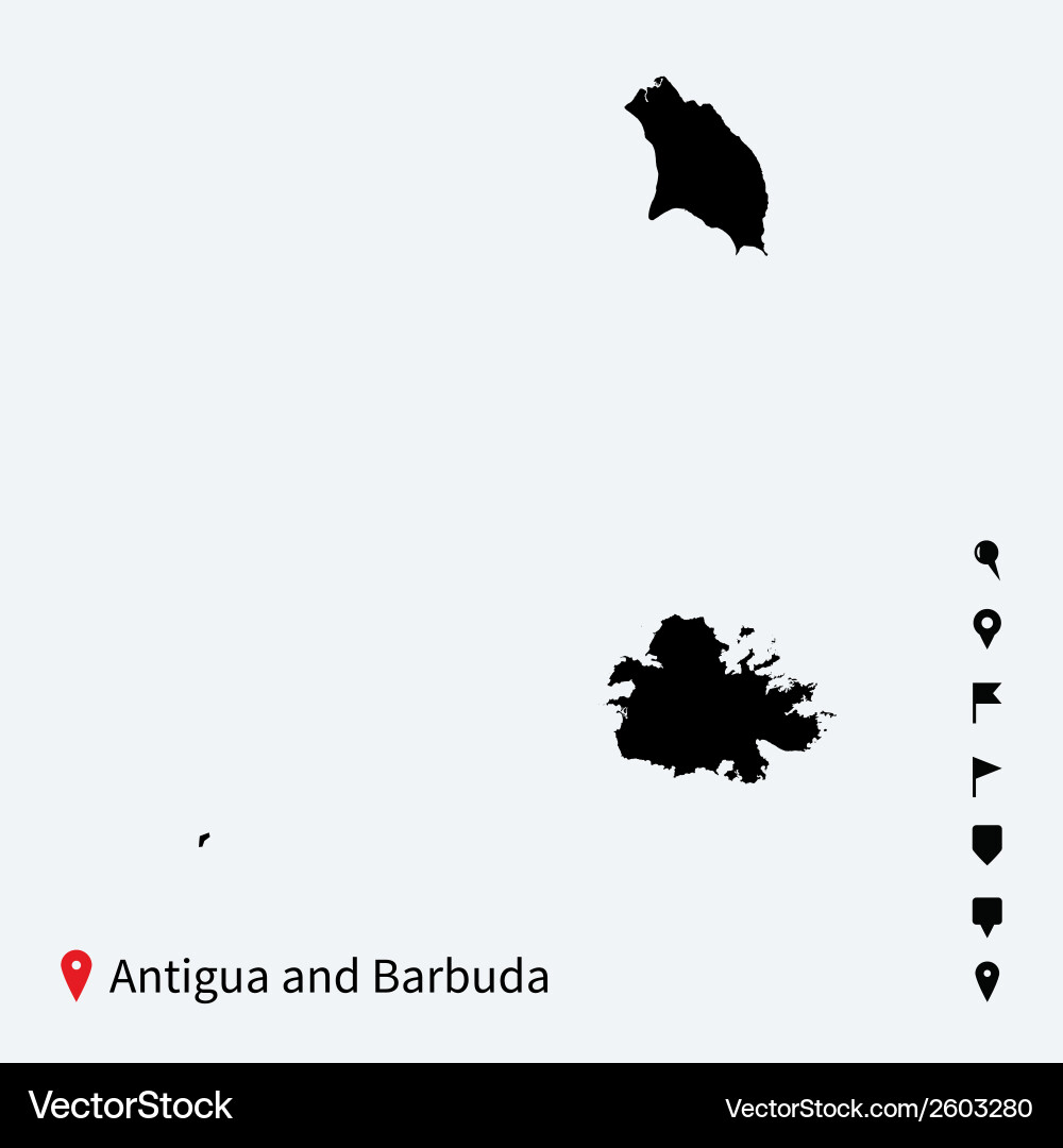 High detailed map antigua and barbuda Royalty Free Vector