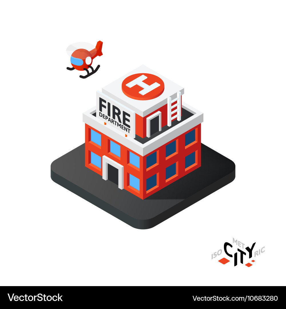 Isometric fire department icon building city Vector Image