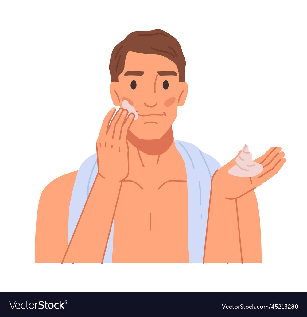 Man applying cream for shaving skincare Royalty Free Vector