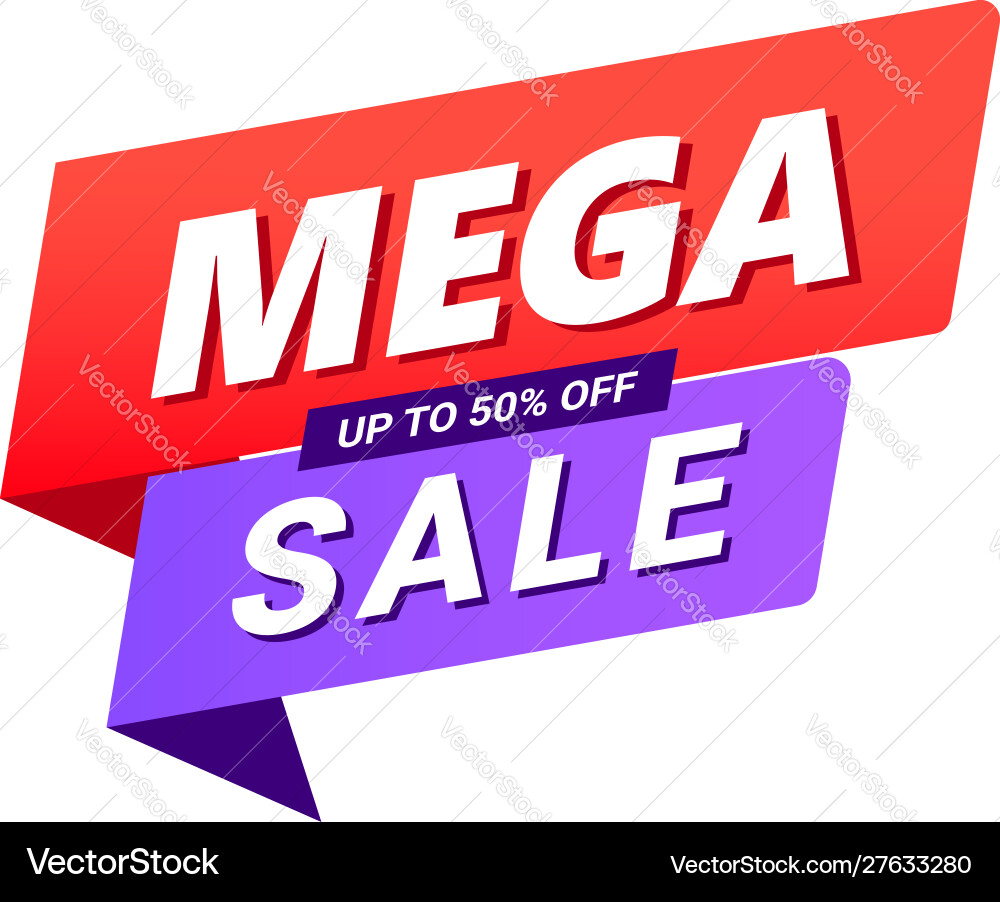 Mega sale banner design template with speed Vector Image