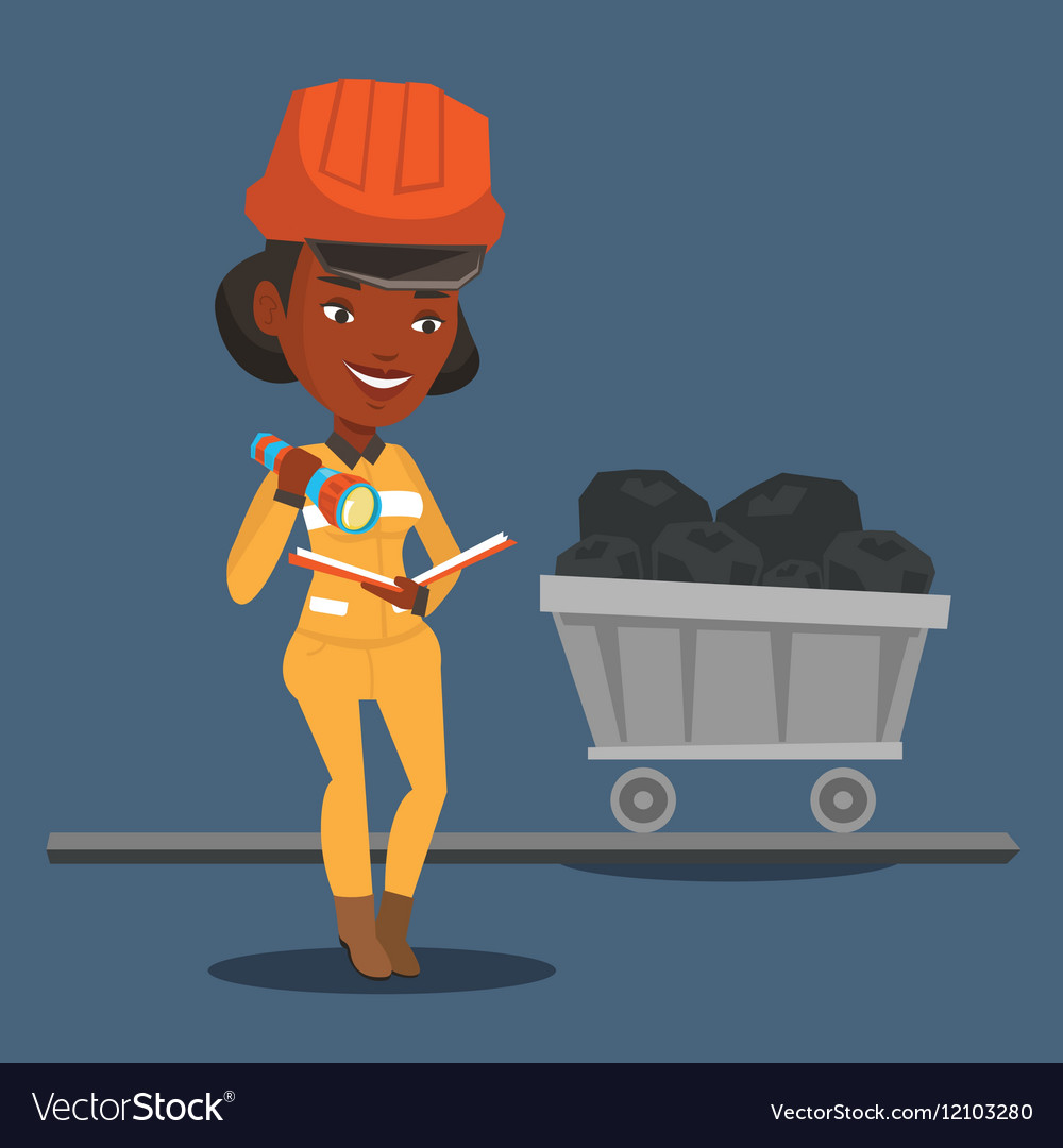 Miner checking documents Royalty Free Vector Image