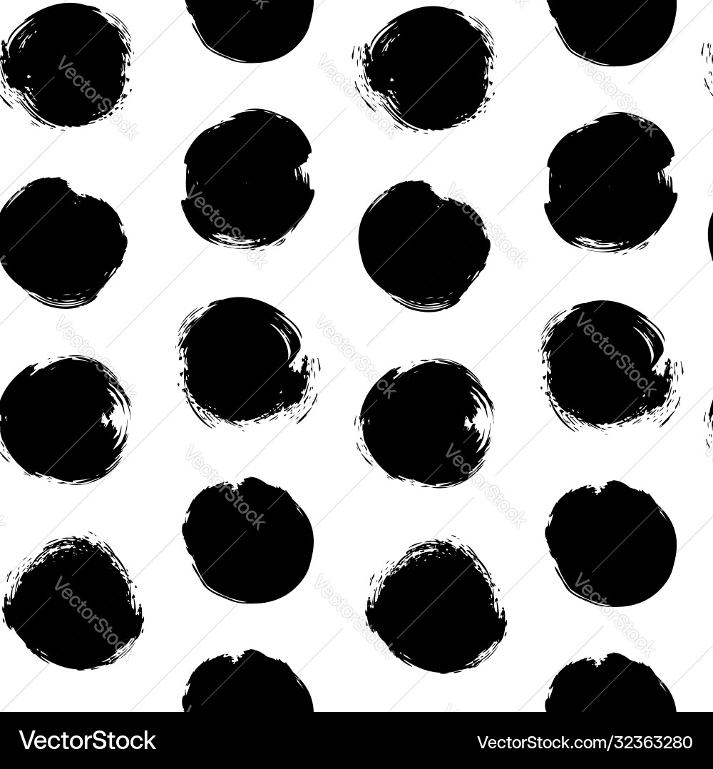 Seamless pattern from black textured circles on a Vector Image