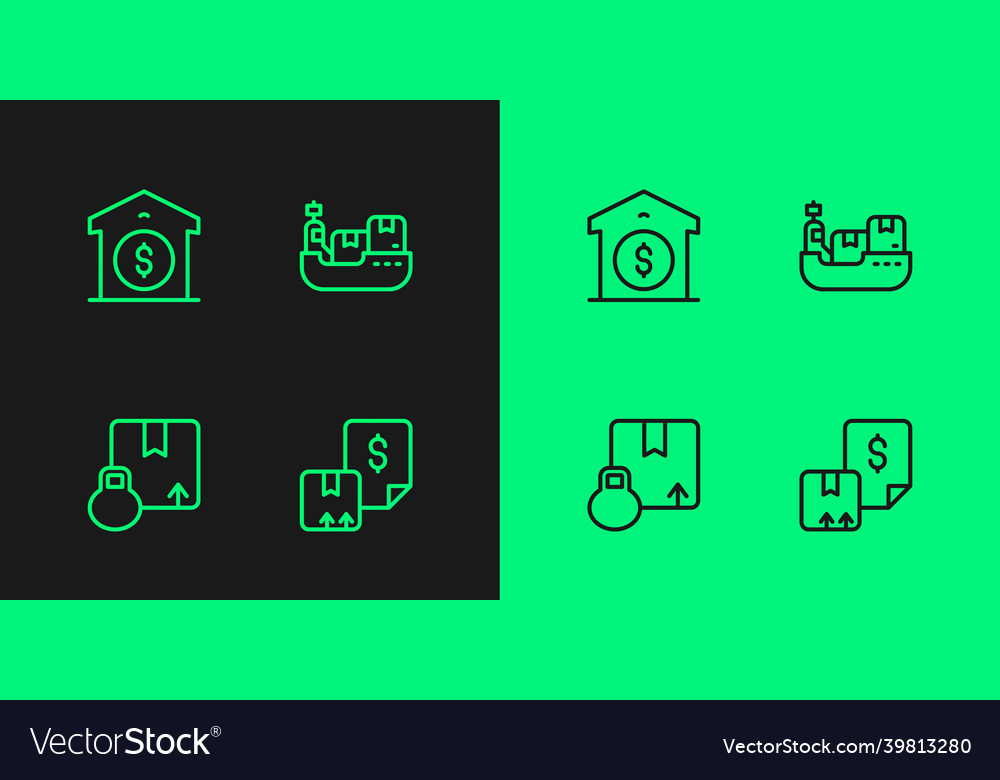 Set line waybill carton cardboard box warehouse Vector Image
