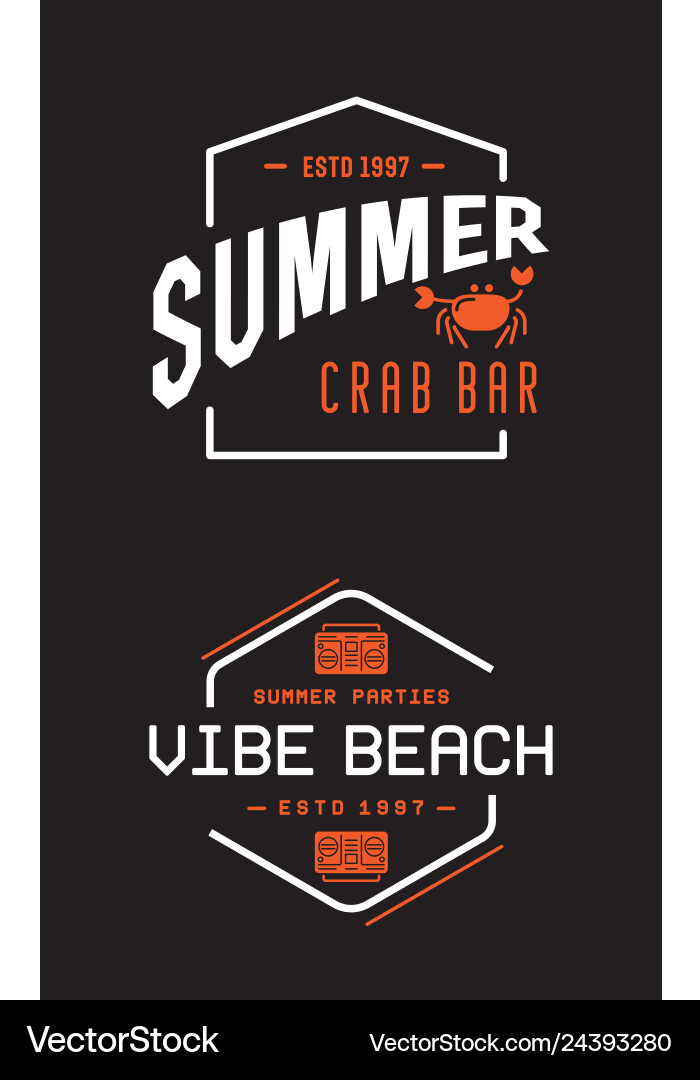 Summer retro logo template for banner poster flyer