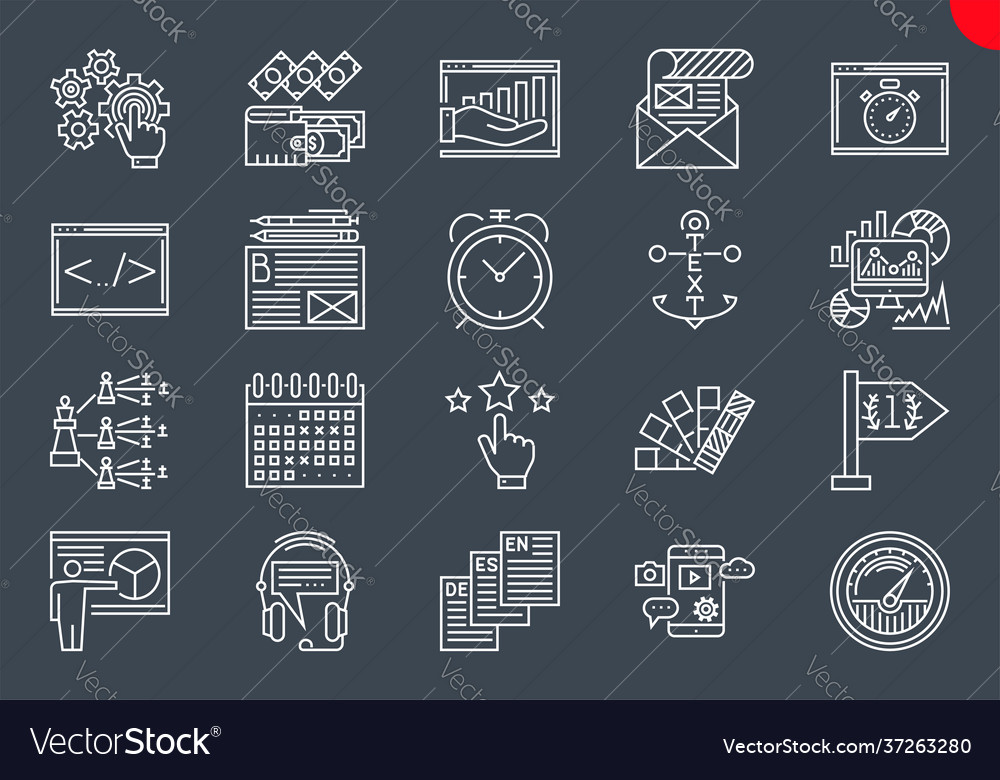 Thin line icons set search engine optimization Vector Image