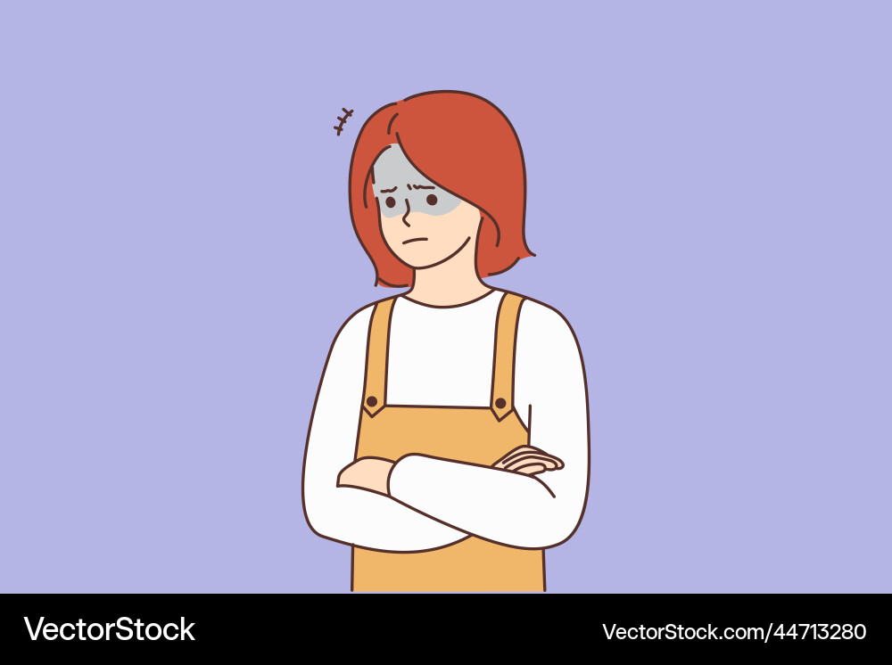 Unhappy girl feeling pensive Royalty Free Vector Image