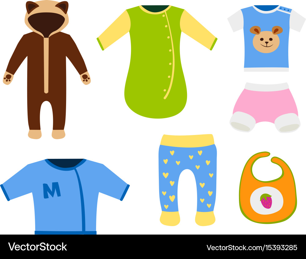 Baby clothes icon set design textile casual Vector Image