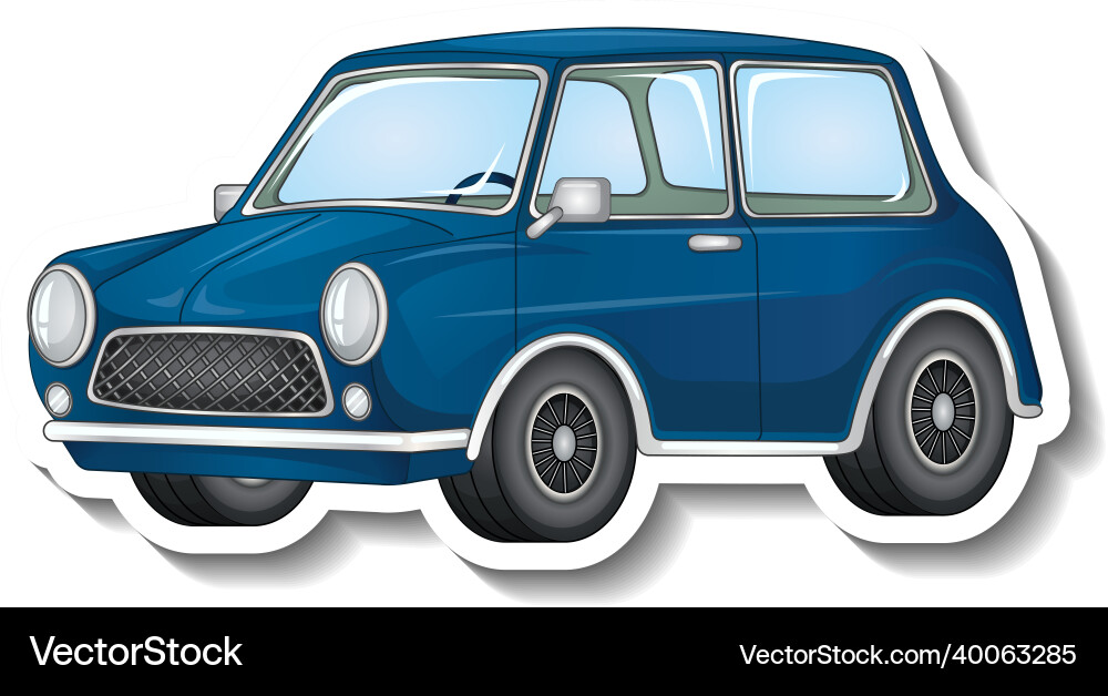 Classic car cartoon sticker on white background Vector Image