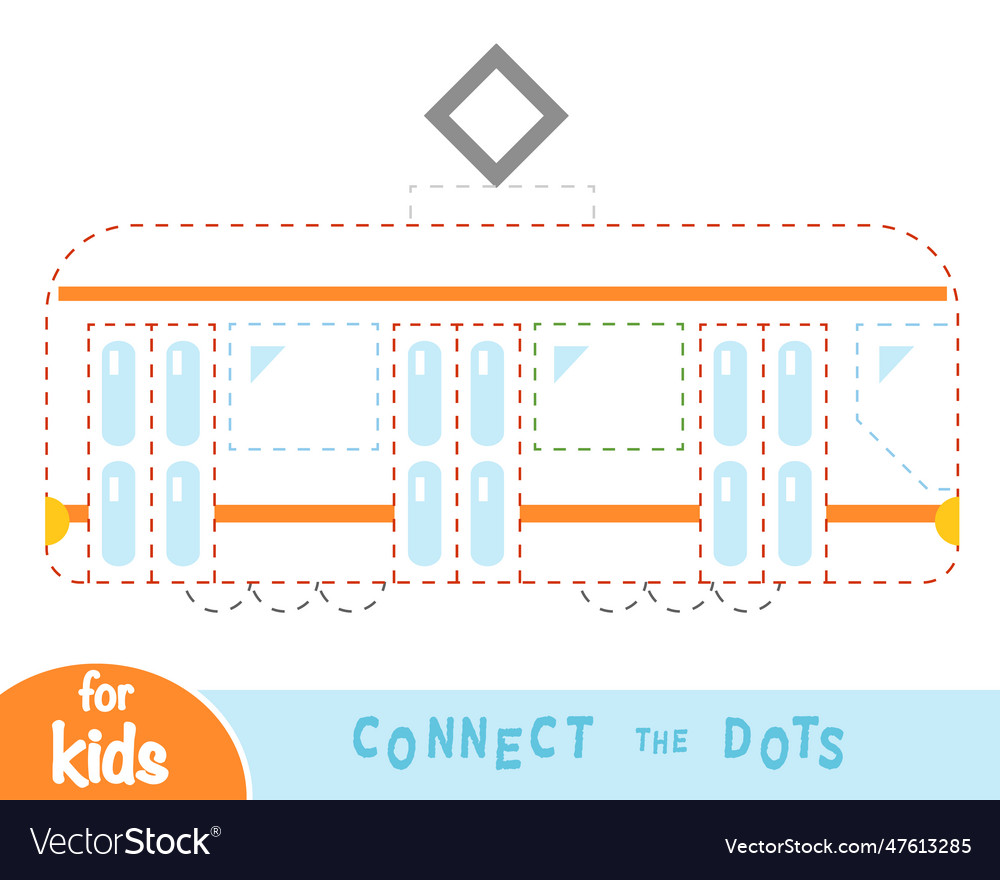 Connect the dots education game for children tram Vector Image