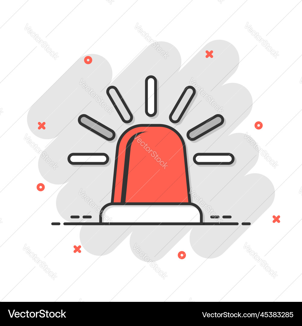 Emergency alarm icon in comic style alert lamp Vector Image