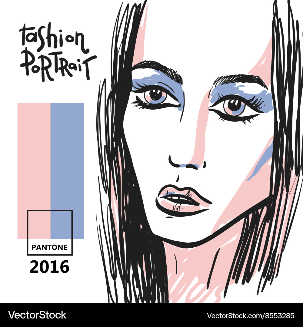 Fashion hand drawn portrait Royalty Free Vector Image