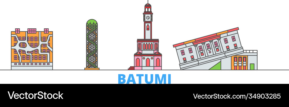 Georgia batumi line cityscape flat Royalty Free Vector Image