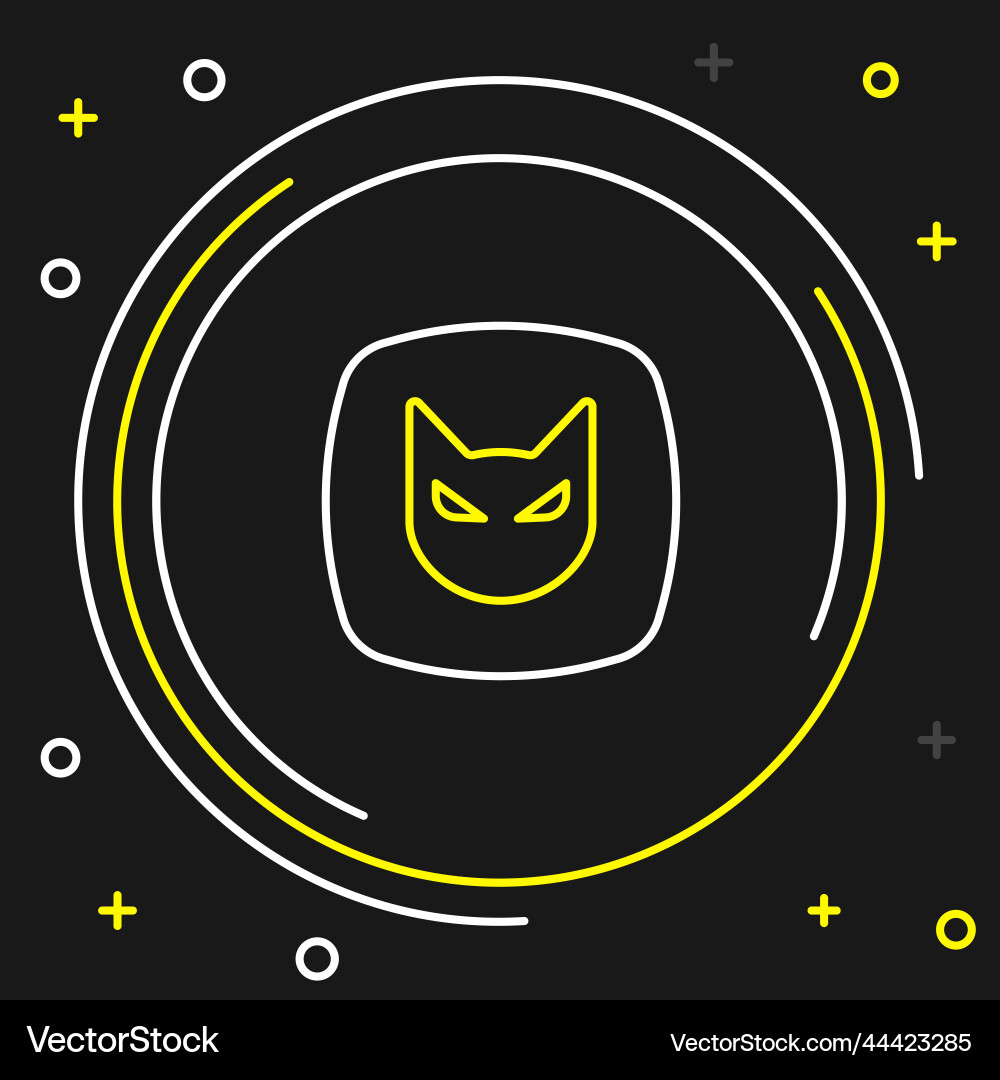 Line black cat icon isolated on black background Vector Image