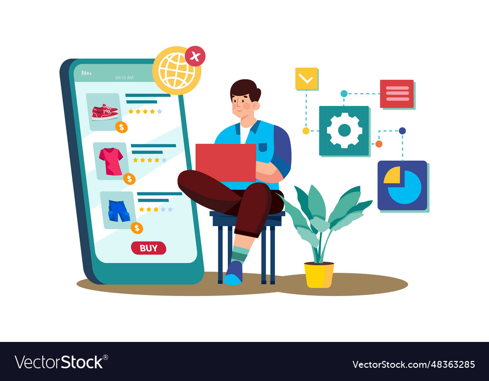 Mobile App Developer Optimizing Store Royalty Free Vector