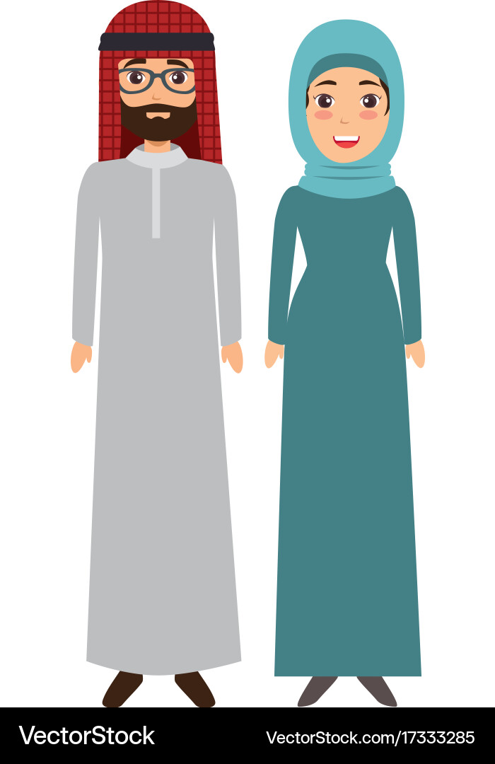 Muslim couple avatars characters Royalty Free Vector Image