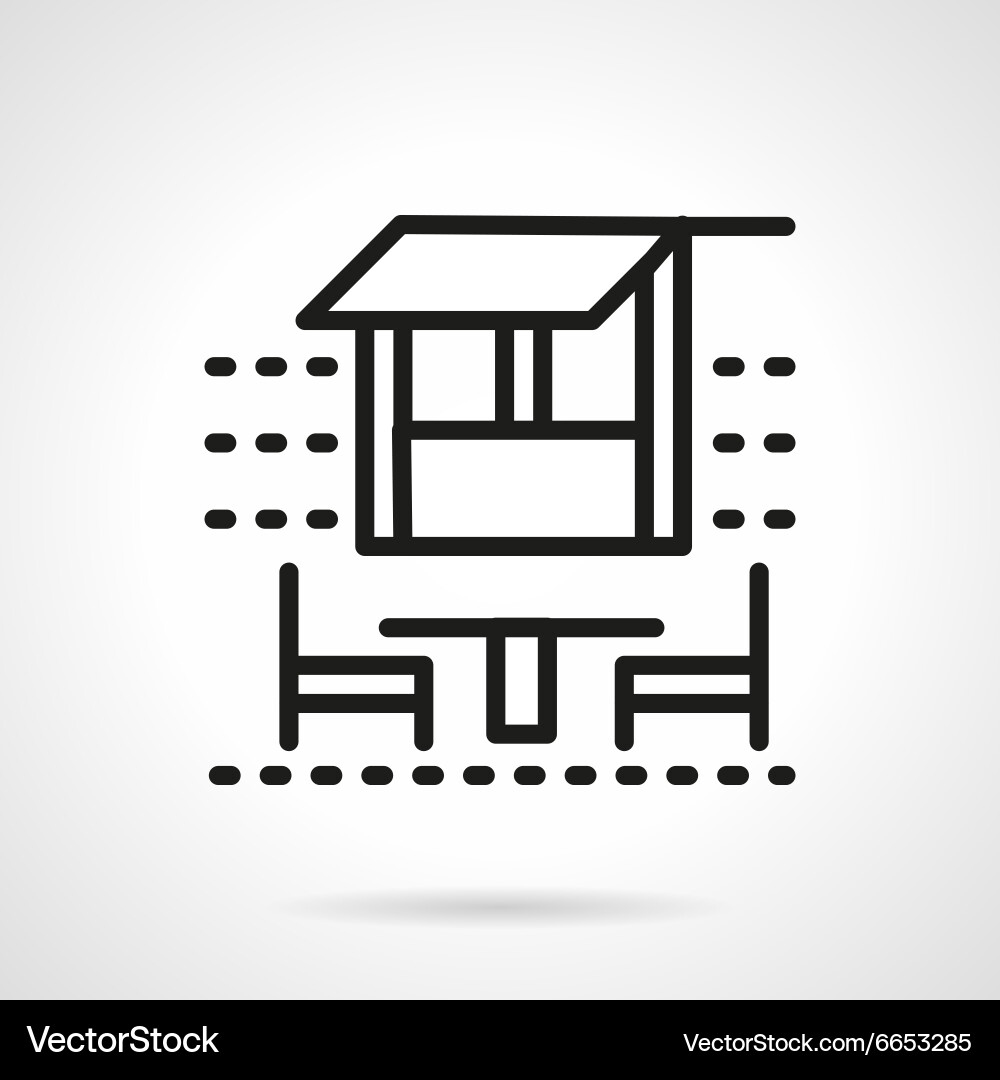 Outdoor cafe black simple line icon Royalty Free Vector