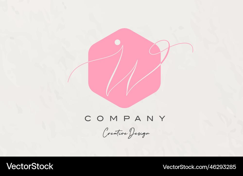 Pink polygon w alphabet letter logo icon design Vector Image