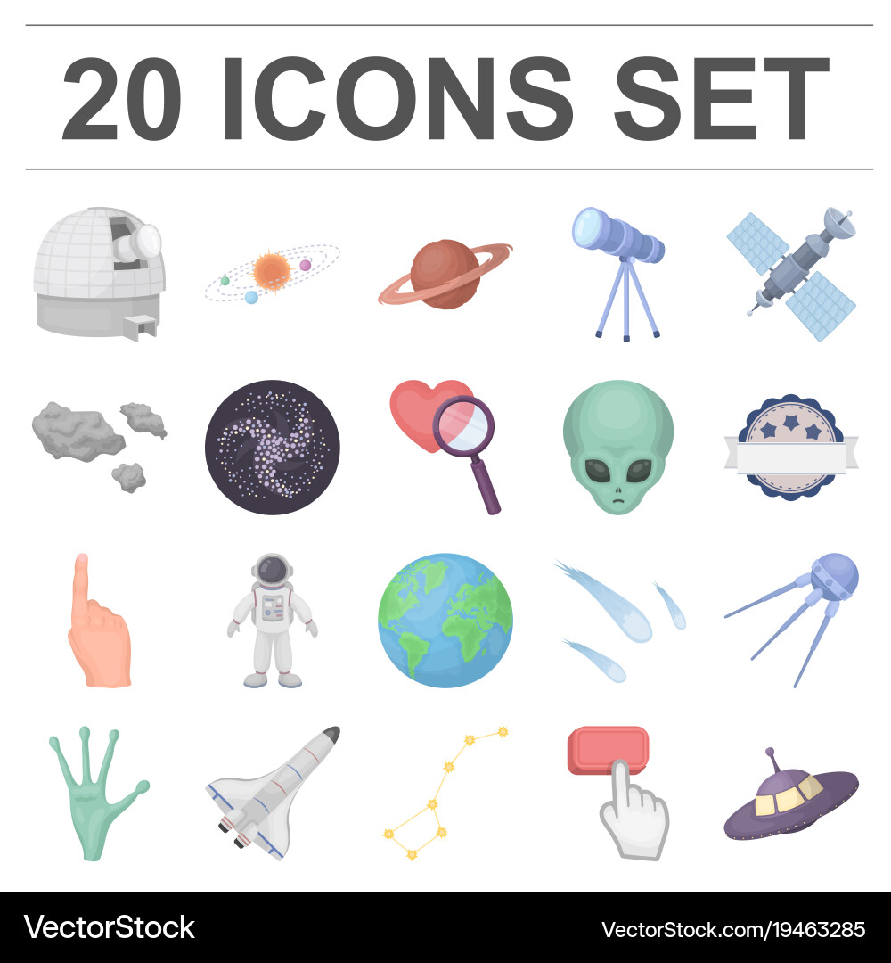 Space technology cartoon icons in set collection Vector Image
