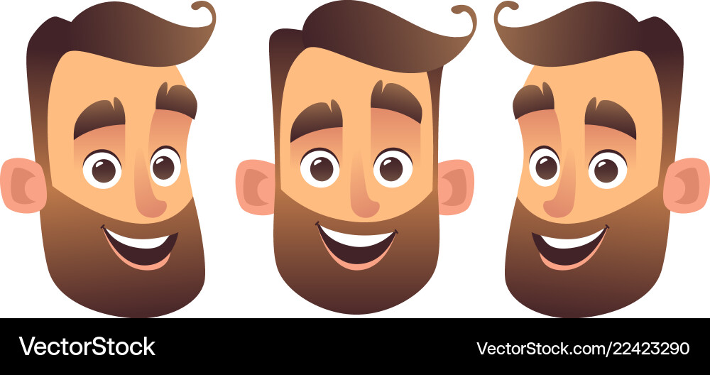 Bearded smiling face of man Royalty Free Vector Image