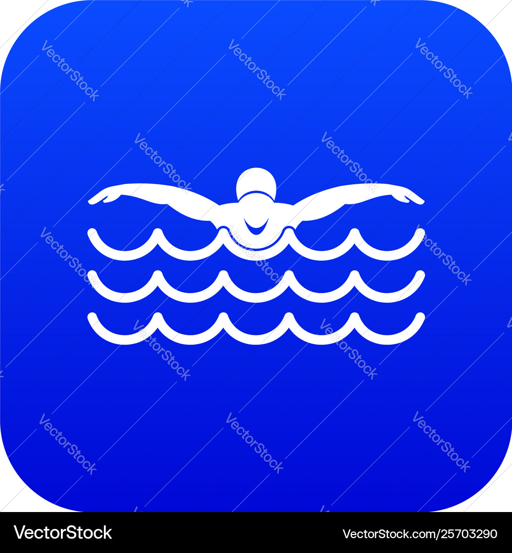 Butterfly swimmer icon digital blue Royalty Free Vector