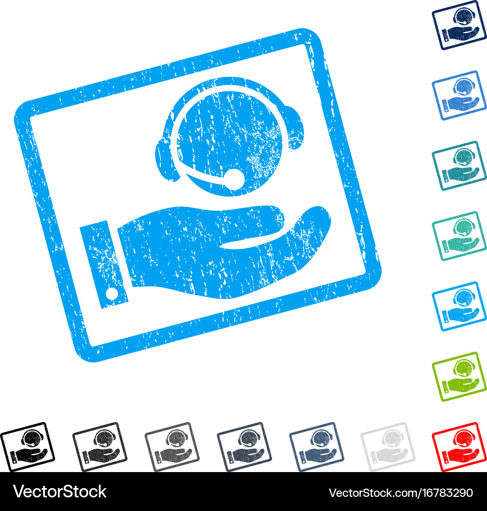 Call center service icon rubber watermark Vector Image