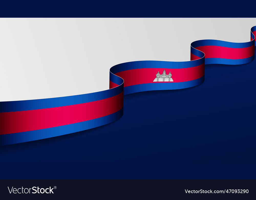 Cambodia ribbon flag background Royalty Free Vector Image