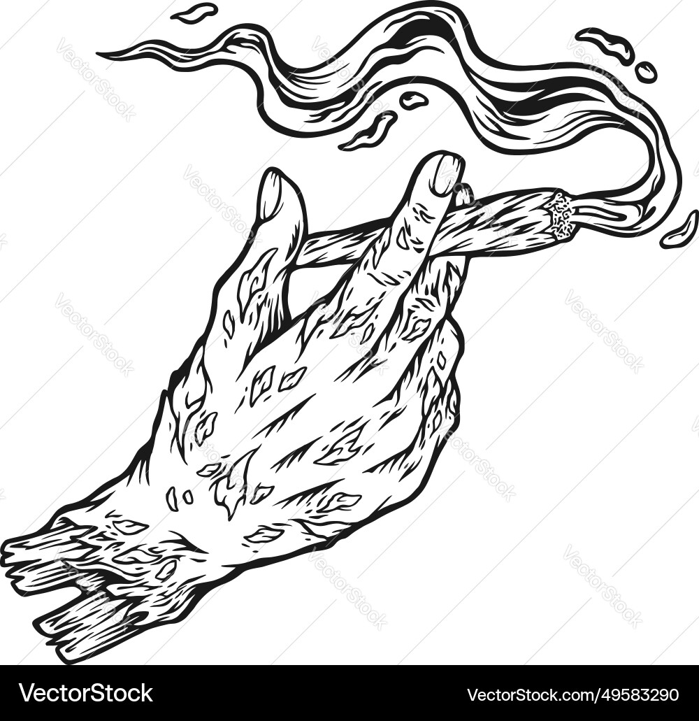 Creepy chronicles zombie hand smoking weed Vector Image