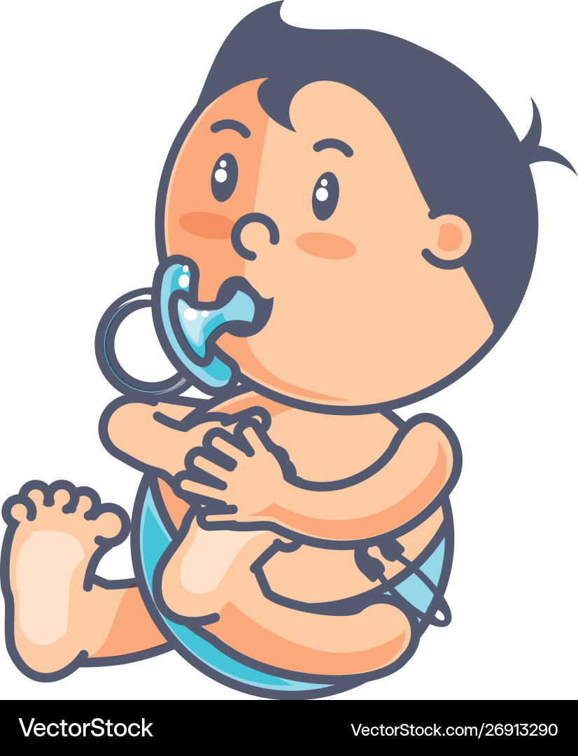 Cute baby boy with pacifier avatar character Vector Image