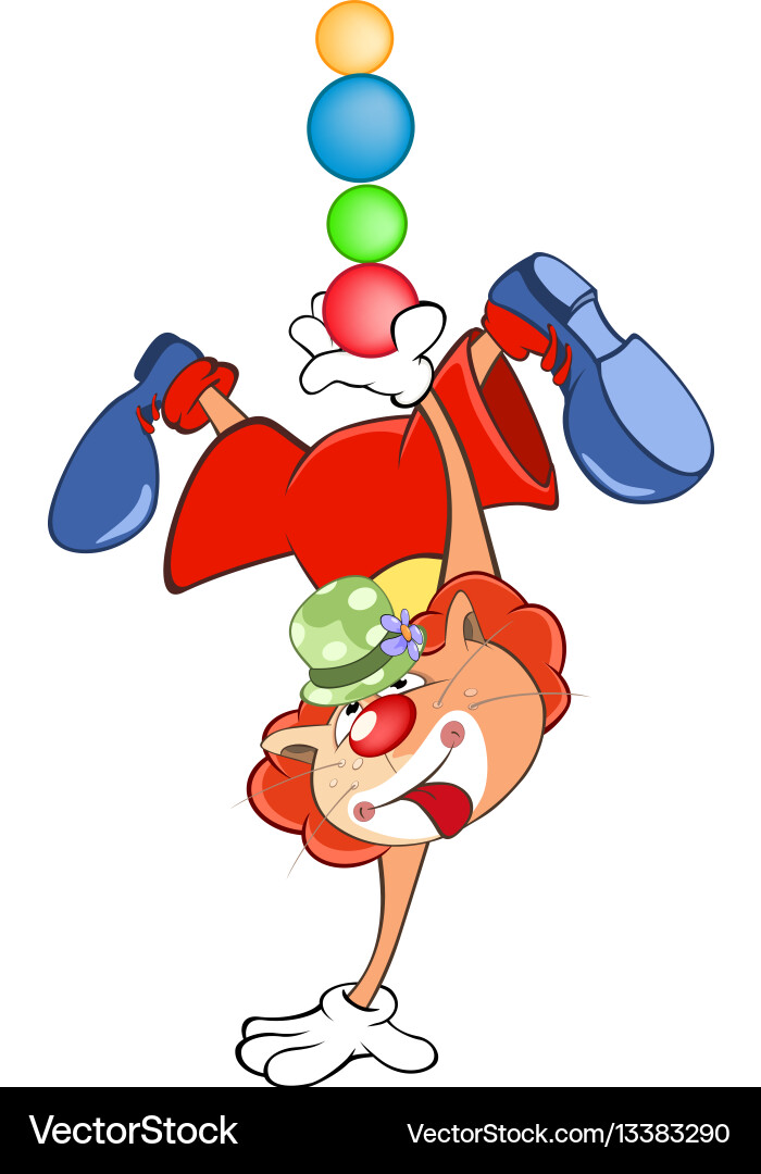 Cute cat clown cartoon Royalty Free Vector Image