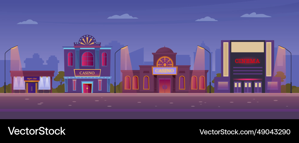 Entertainment buildings background nighty Vector Image
