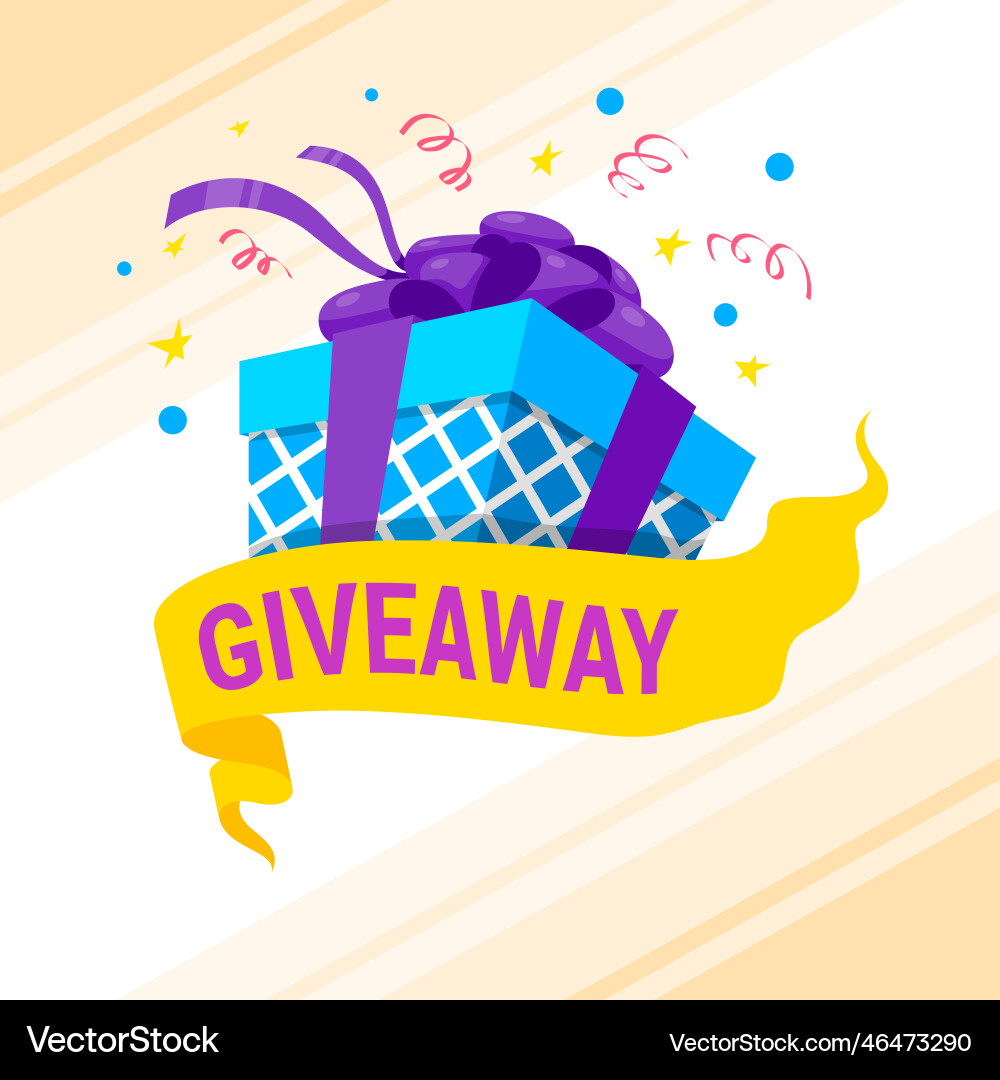 Giveaway bright banner festive wrapped gift box Vector Image