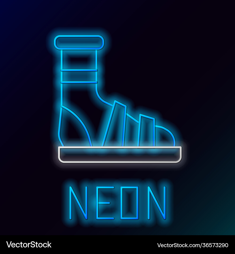 Glowing neon line slippers with socks icon Vector Image