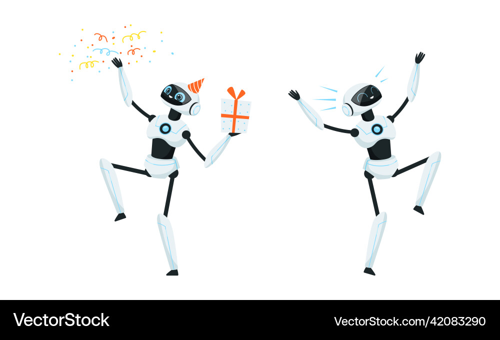 Humanoid Androids Set Cybernetic Robotic Cyborgs Vector Image