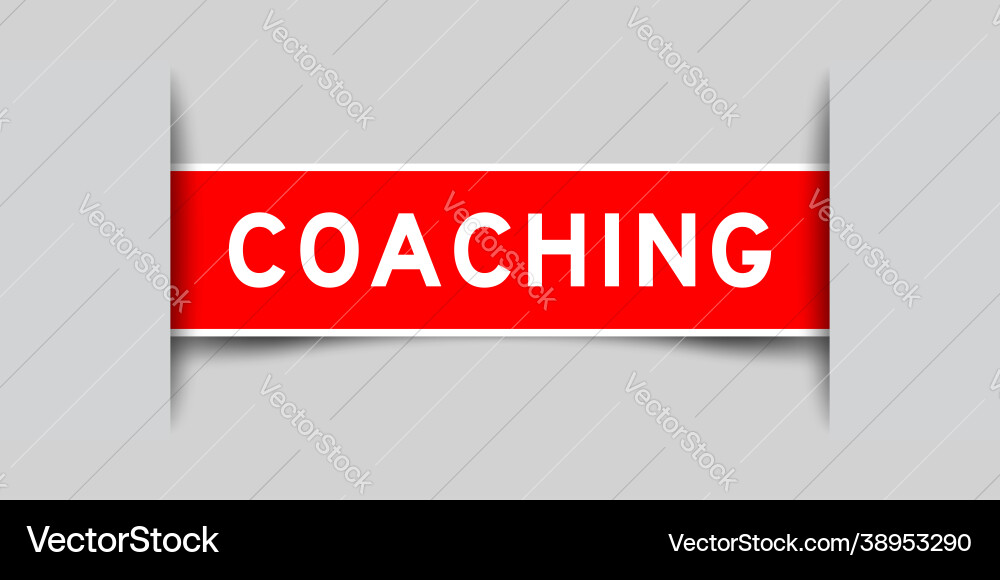 Label sticker red color in word coaching Vector Image
