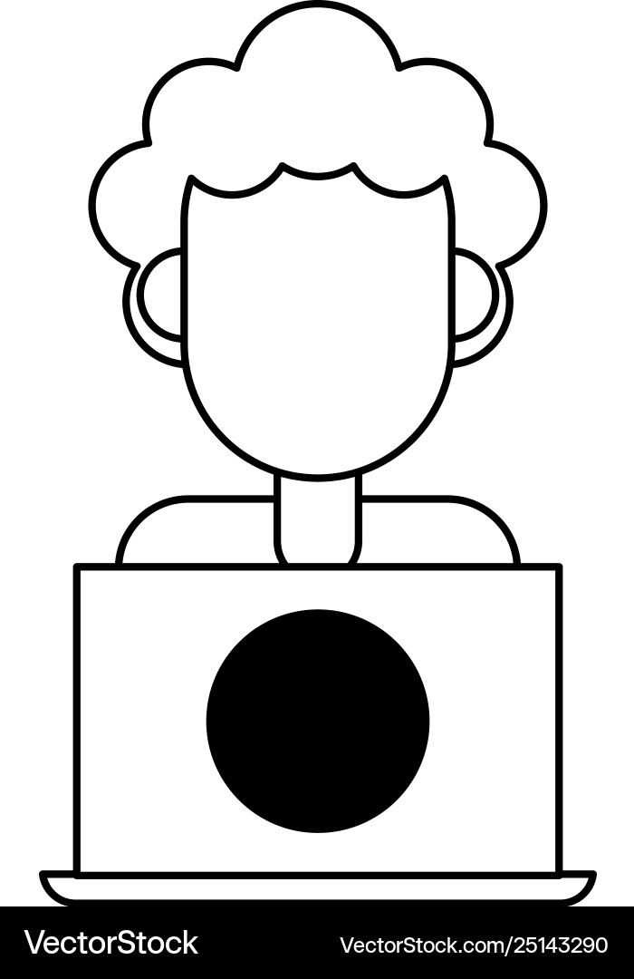 Man with laptop in black and white Royalty Free Vector Image
