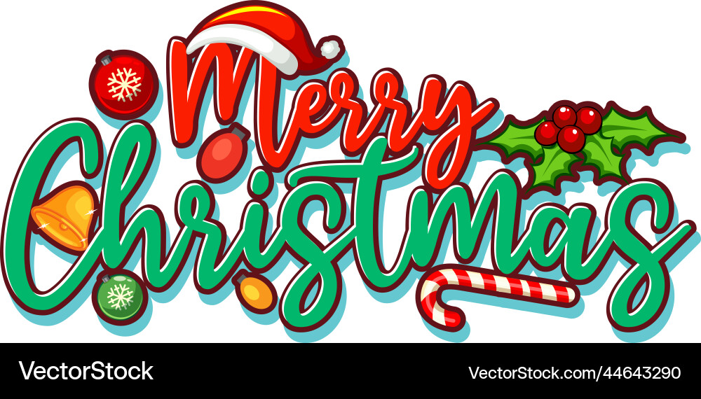 Merry christmas text for banner or poster design Vector Image