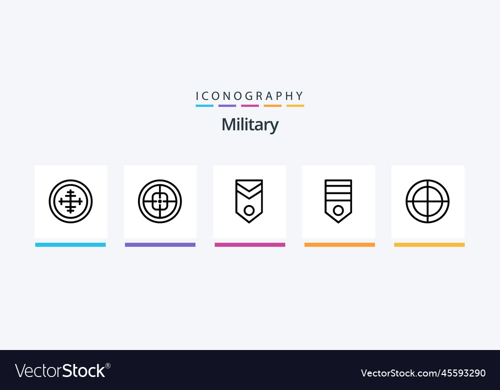 Military line 5 icon pack including army Vector Image