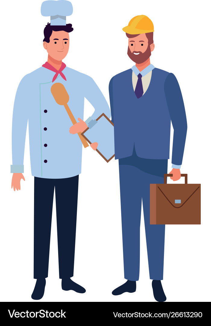 Professionals workers couple smiling cartoons Vector Image