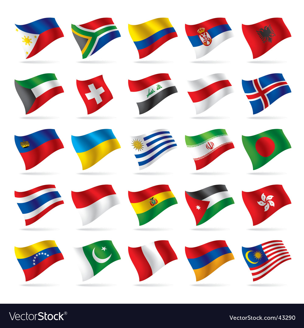 Set of world flags Royalty Free Vector Image - VectorStock