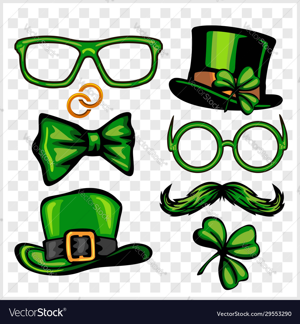 Set St Patricks Day Elements Objects Icons Vector Image
